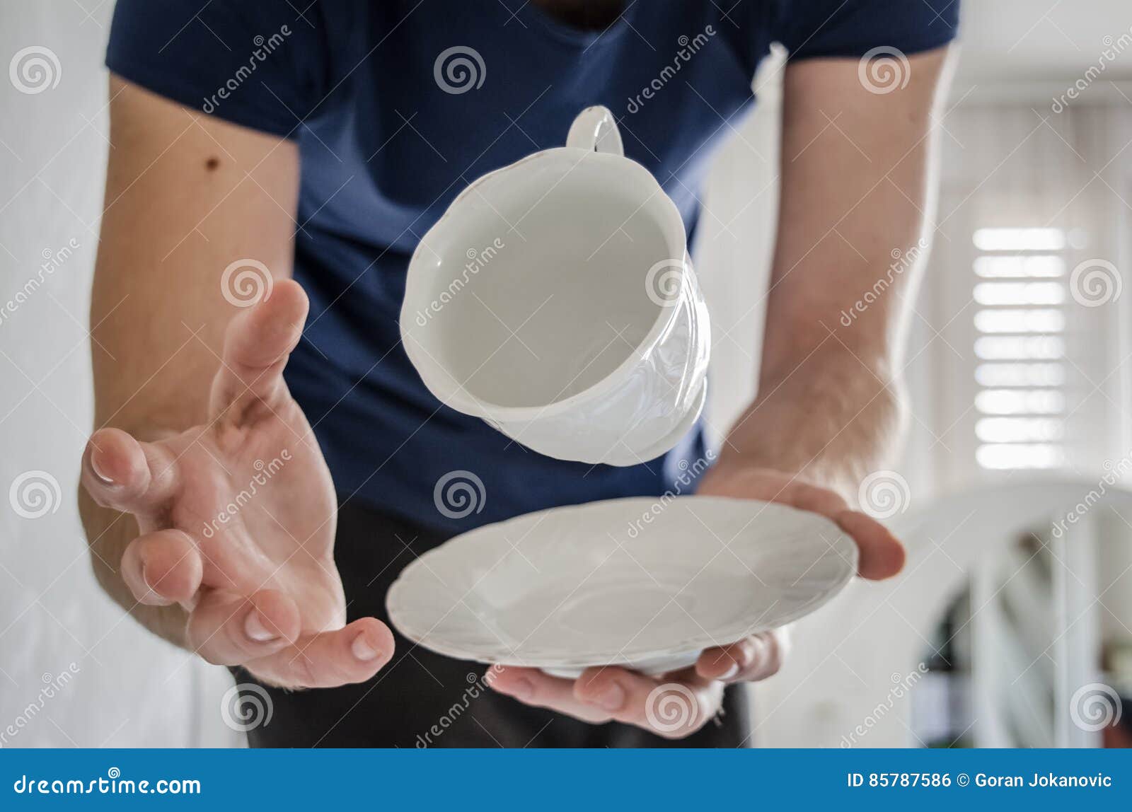 Guy dropping tea cup stock photo. Image of plate, food - 85787586