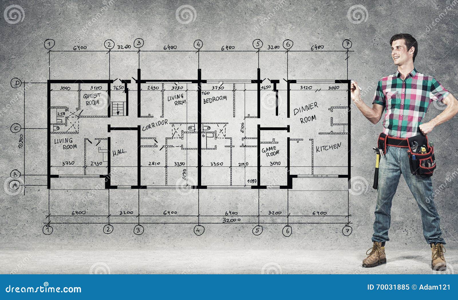 Guy Engineer Sketching His Ideas Stock Image - Image of blue, home ...