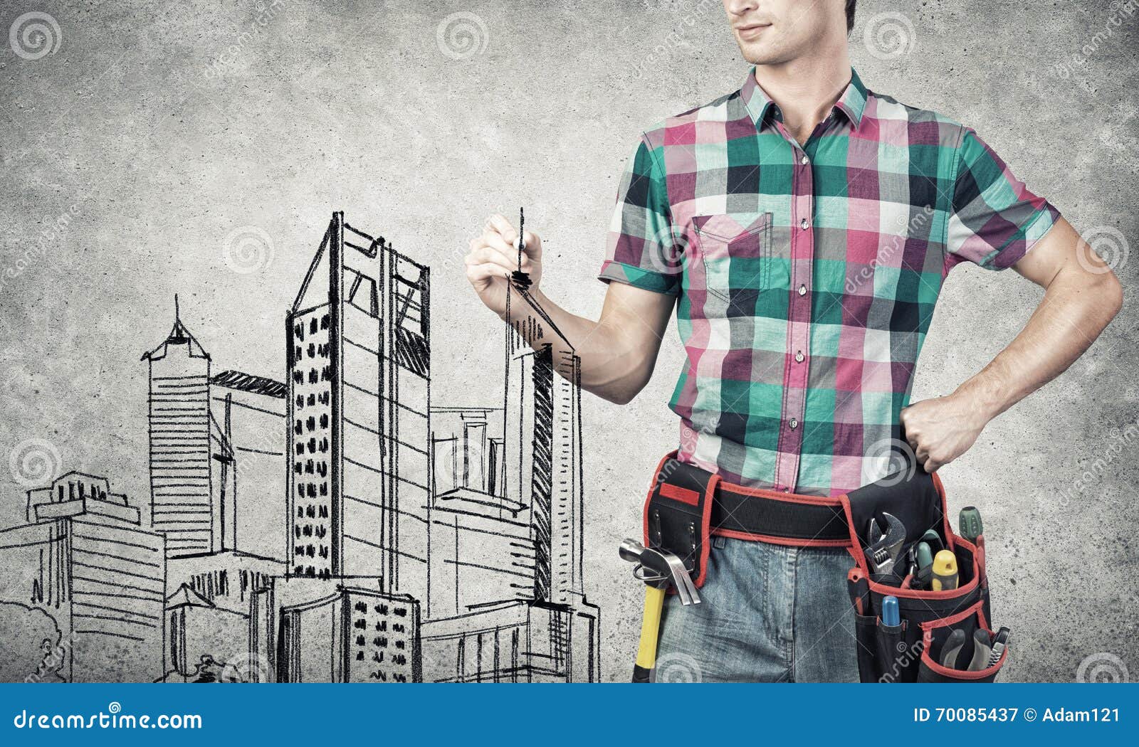 Guy Engineer Sketching His Ideas Stock Image - Image of foreman ...