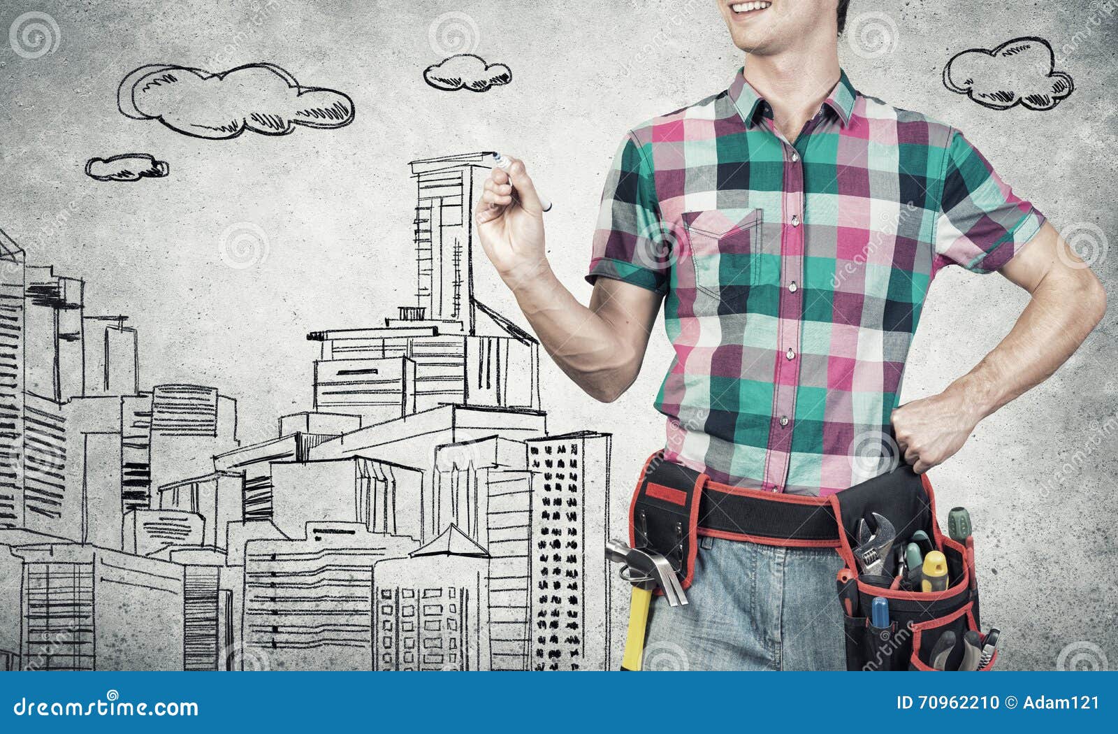 Guy Engineer Sketching His Ideas Stock Photo - Image of maintenance ...