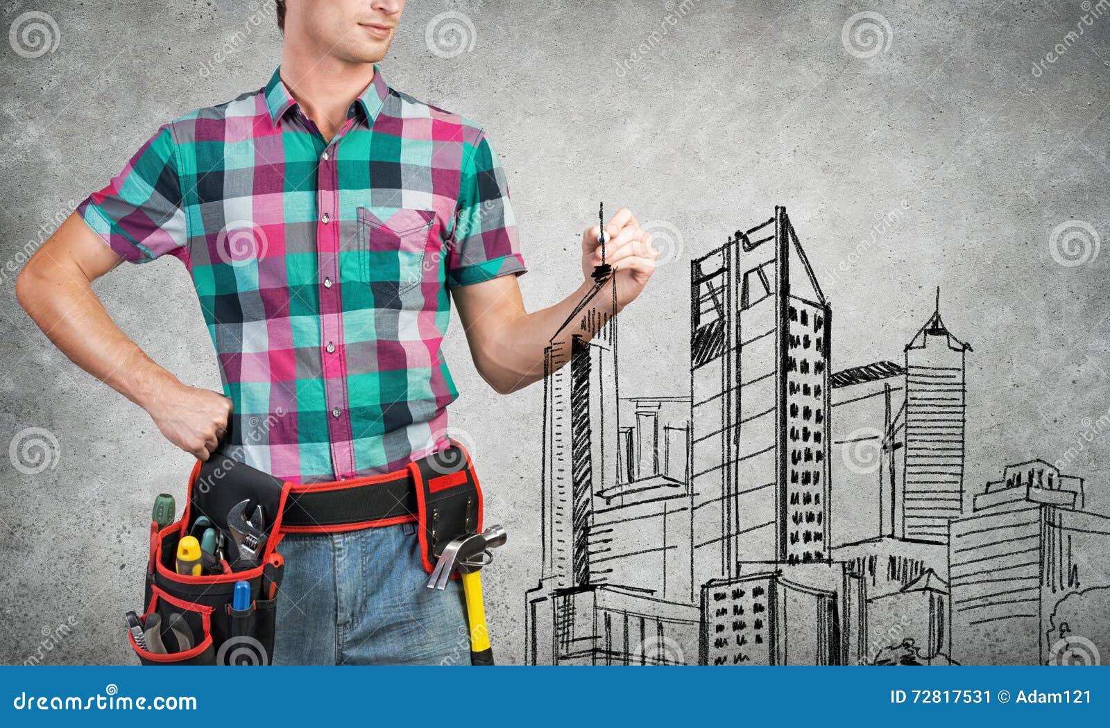 Guy Engineer Sketching His Ideas Stock Image - Image of construction ...
