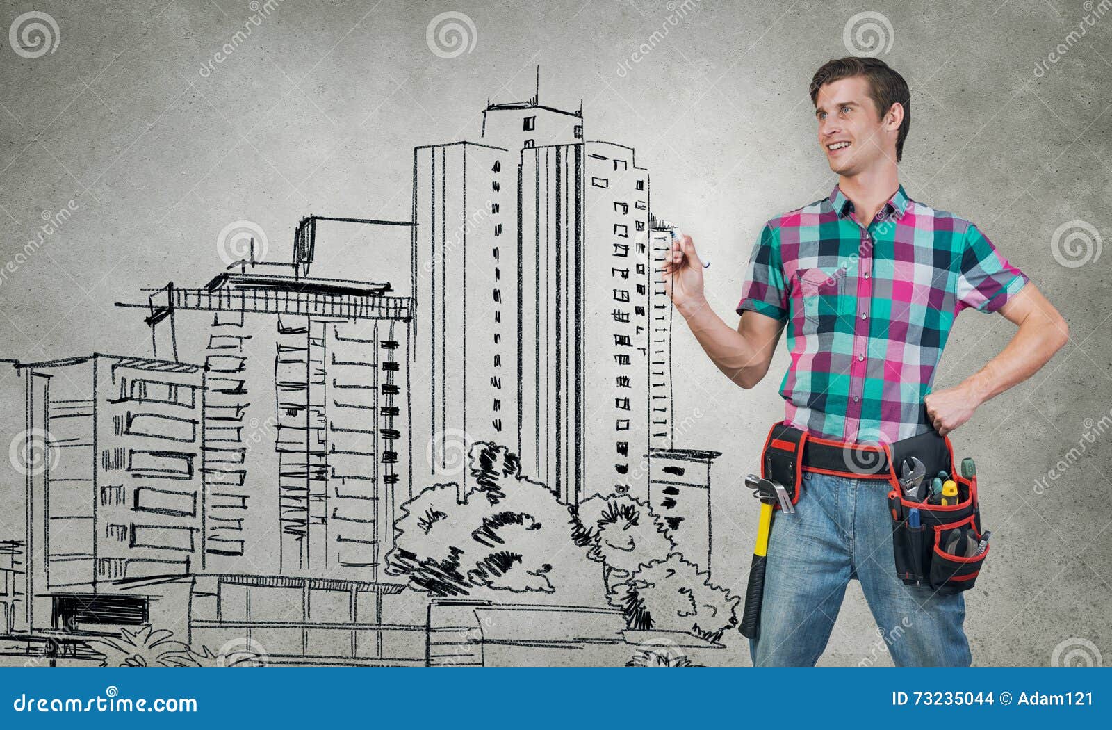 Guy Engineer Sketching His Ideas Stock Photo - Image of profession ...