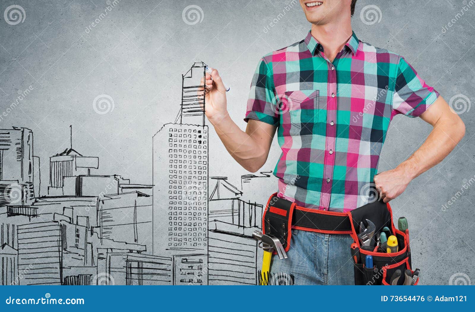 Guy Engineer Sketching His Ideas Stock Photo - Image of project ...