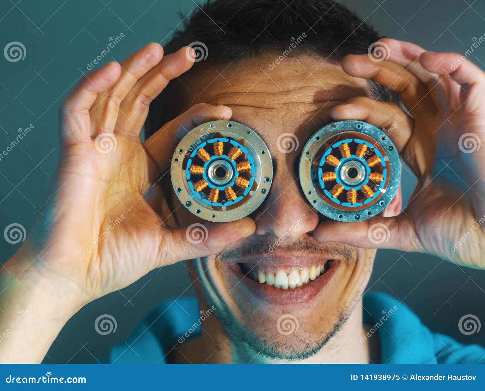 The Guy with the Eyes of a Robot. Human Robot Stock Image - Image of ...