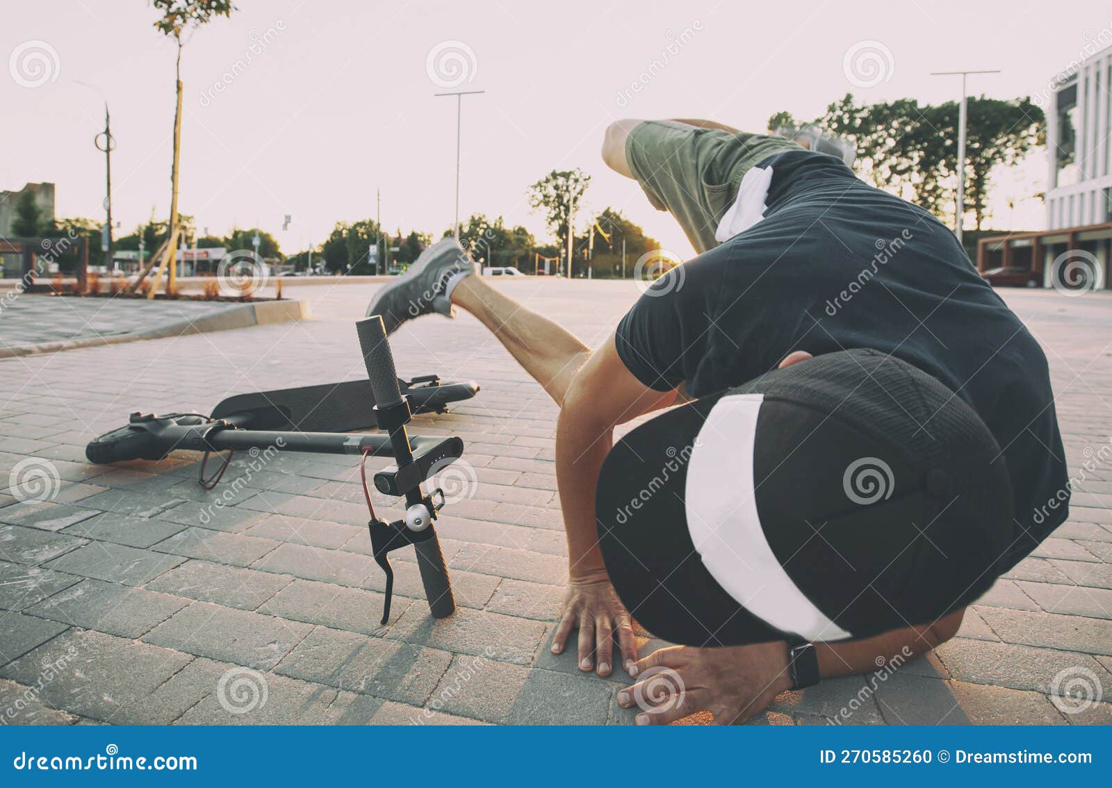 The Guy is Falling from the Electric Scooter Stock Photo - Image of ...