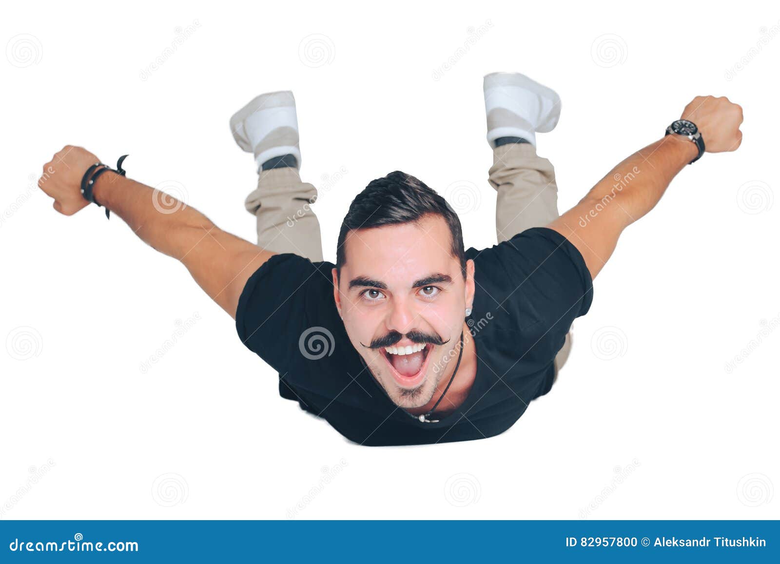 Guy flies like a plane stock photo. Image of lifestyle - 82957800