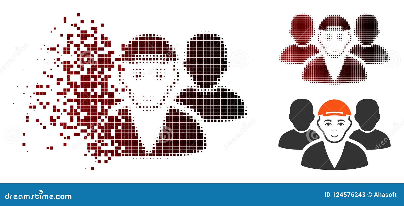 Broken Pixel Halftone Guy Friends Icon Stock Vector - Illustration of ...