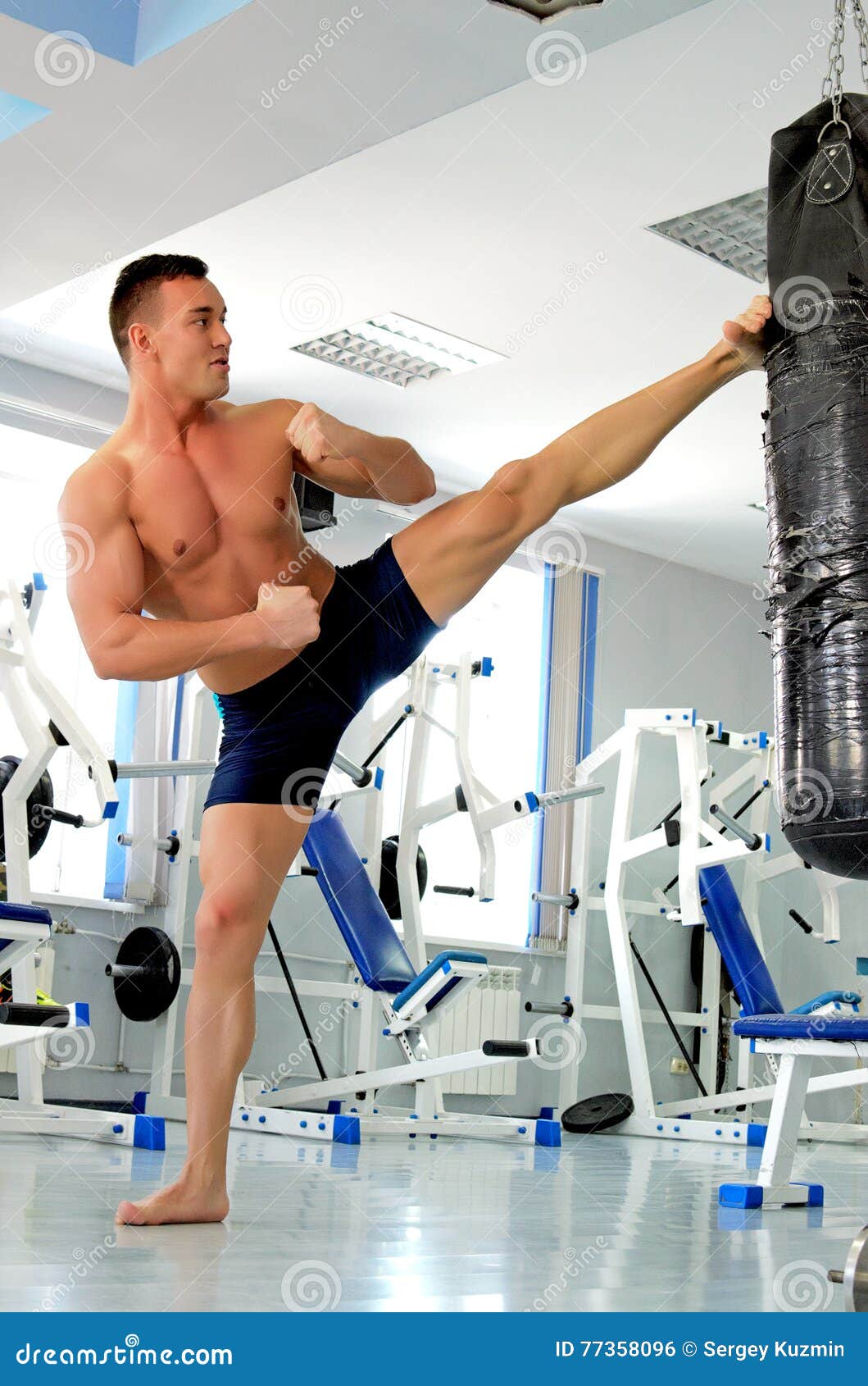 Guy Fulfills High Side Kick. Stock Photo - Image of karate, yoko: 77358096