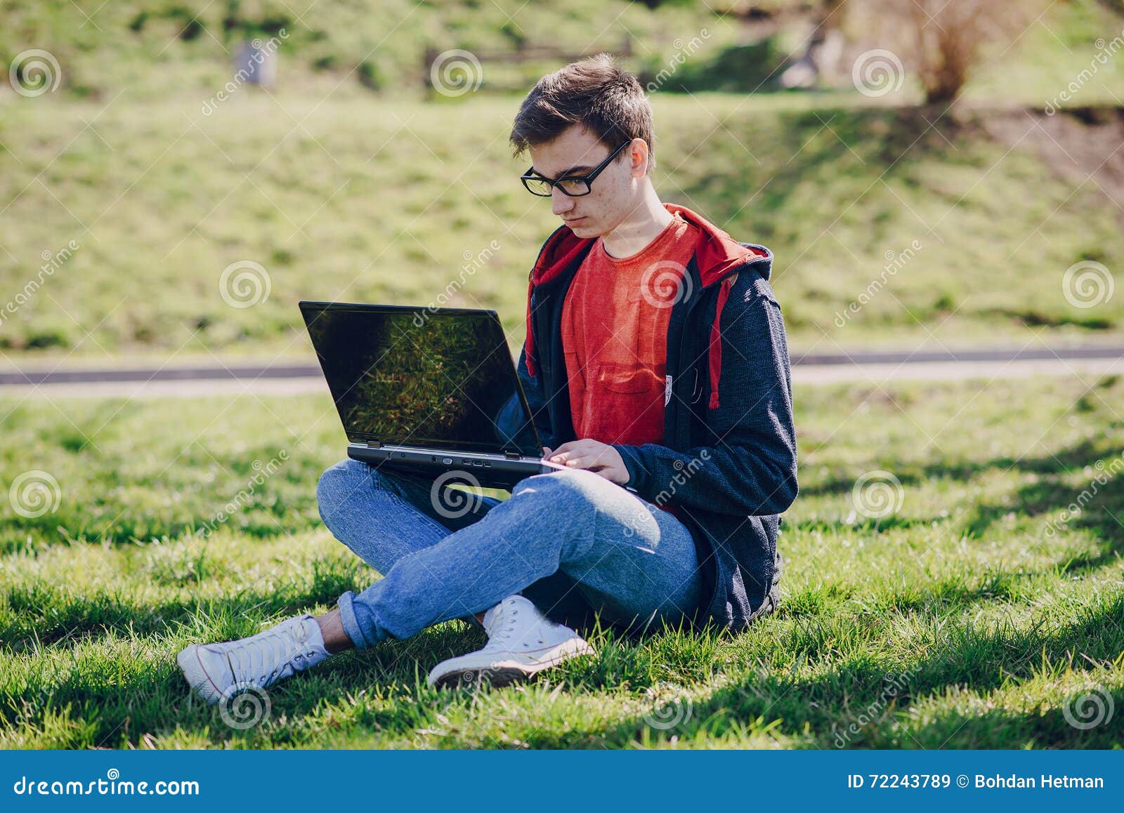The guy with gadgets stock image. Image of lifestyle - 72243789