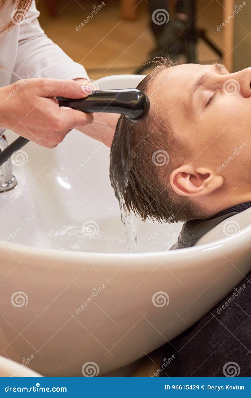 Guy Getting His Head Washed. Stock Image - Image of conditioner, clean ...