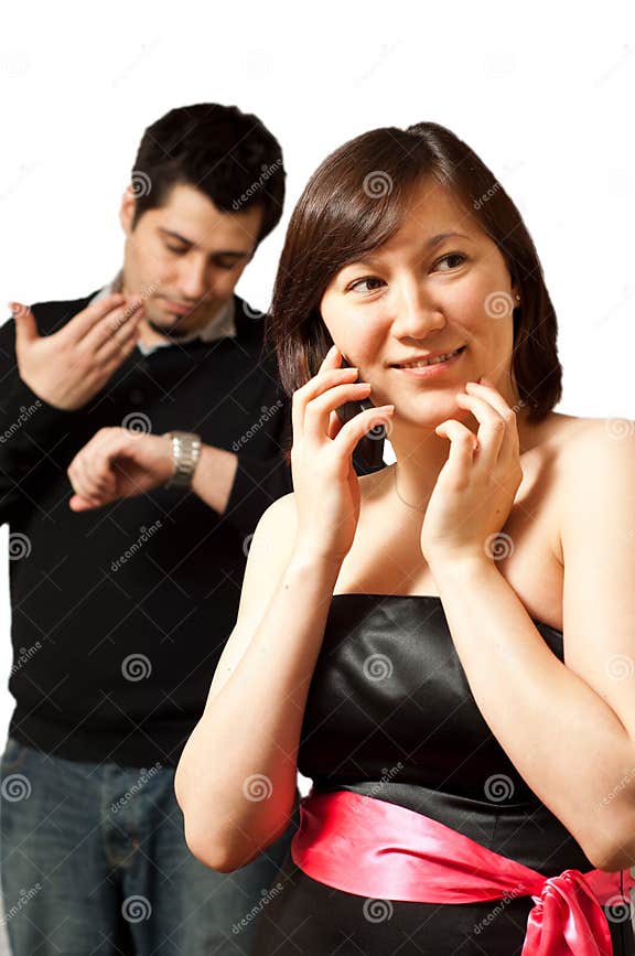 The Guy is Getting Impatient Stock Photo - Image of grinning, couple ...
