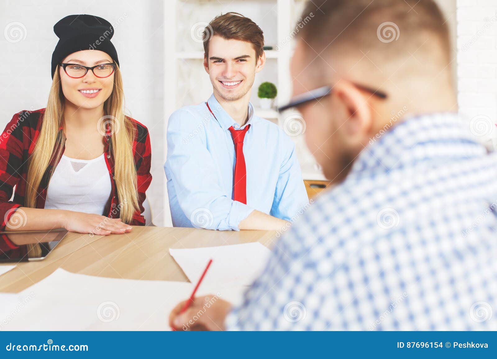 Guy and Girl Interviewed for a Job Stock Photo - Image of female ...