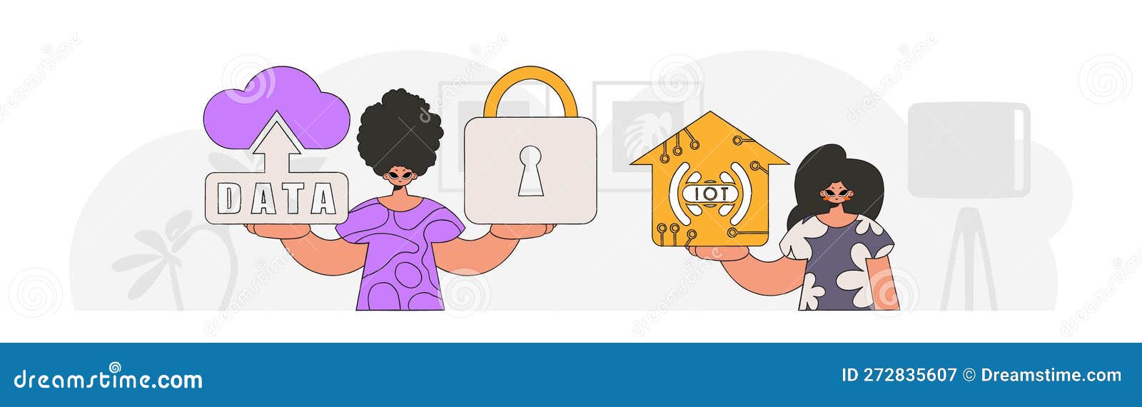 Guy and Girl Join Forces in the IoT Sector, Utilising Vector Modern ...