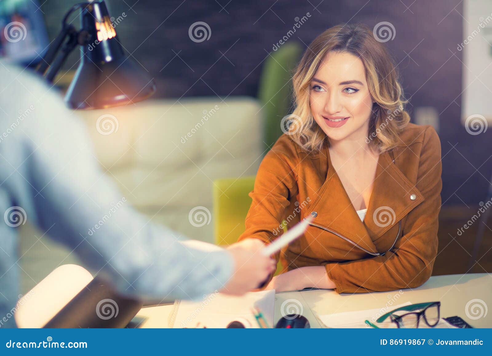 Guy Giving a Curriculum Vitae To His Interviewer Stock Image - Image of ...