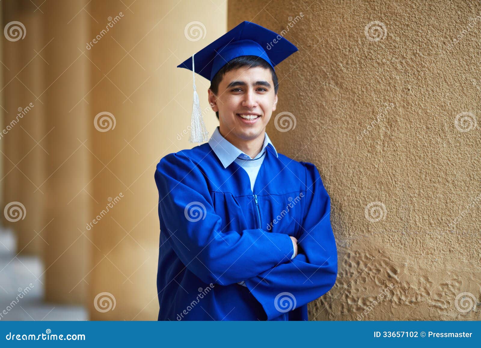 Guy in graduation gown stock photo. Image of outdoor - 33657102