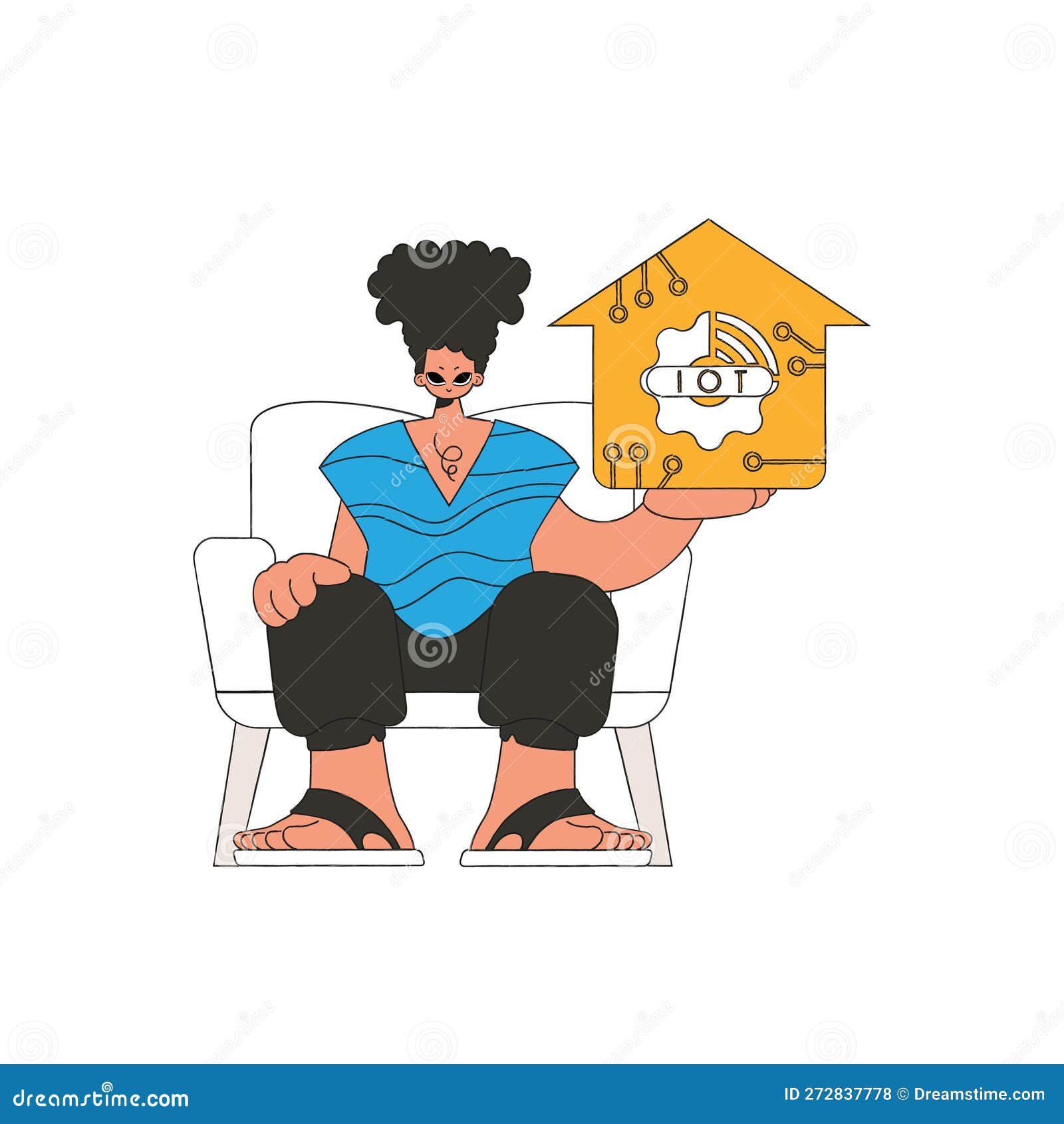 He Grasps The IoT Logo Tightly In His Grasp. Cartoon Vector ...