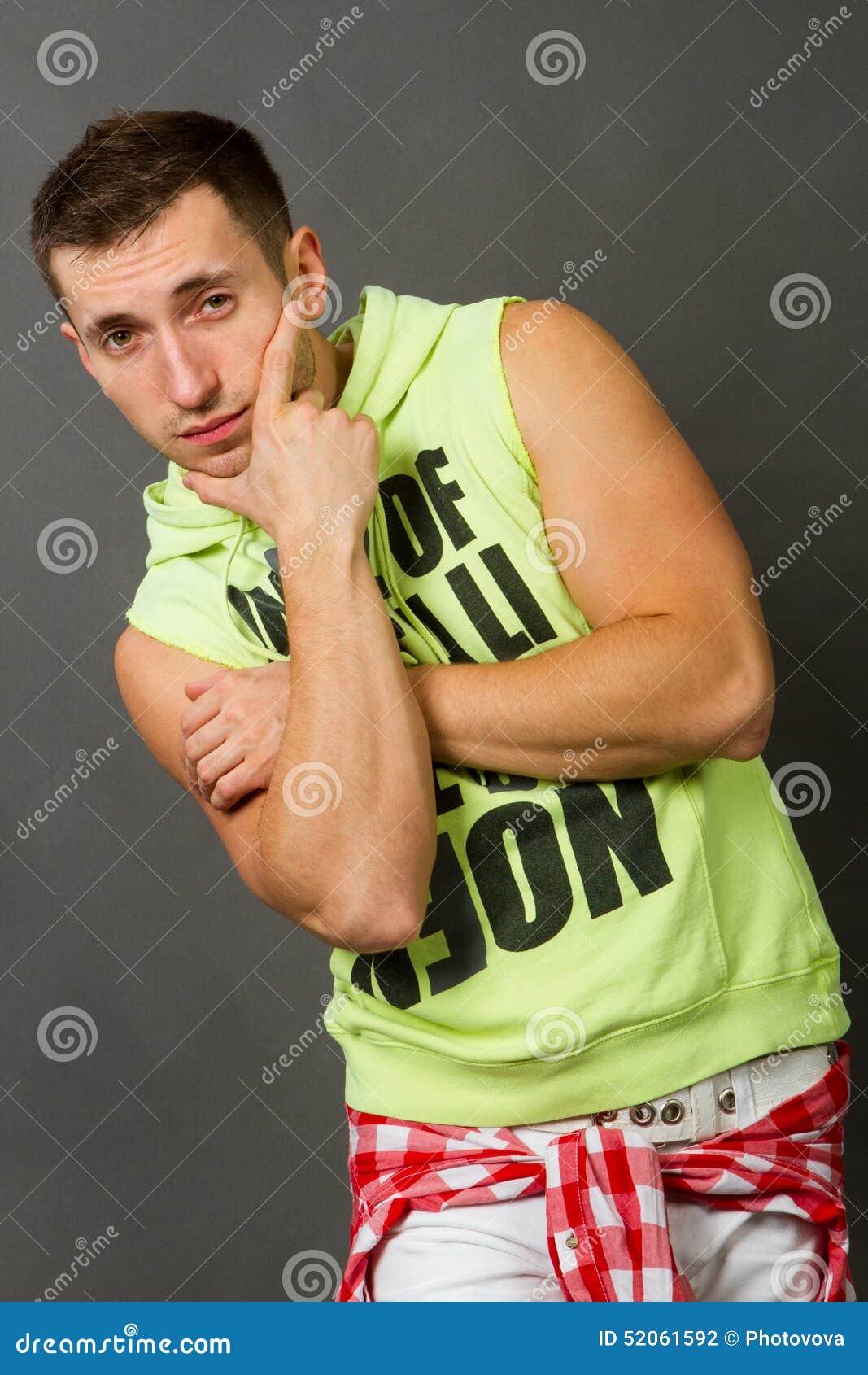 Guy in a green jacket stock photo. Image of model, lifestyle - 52061592