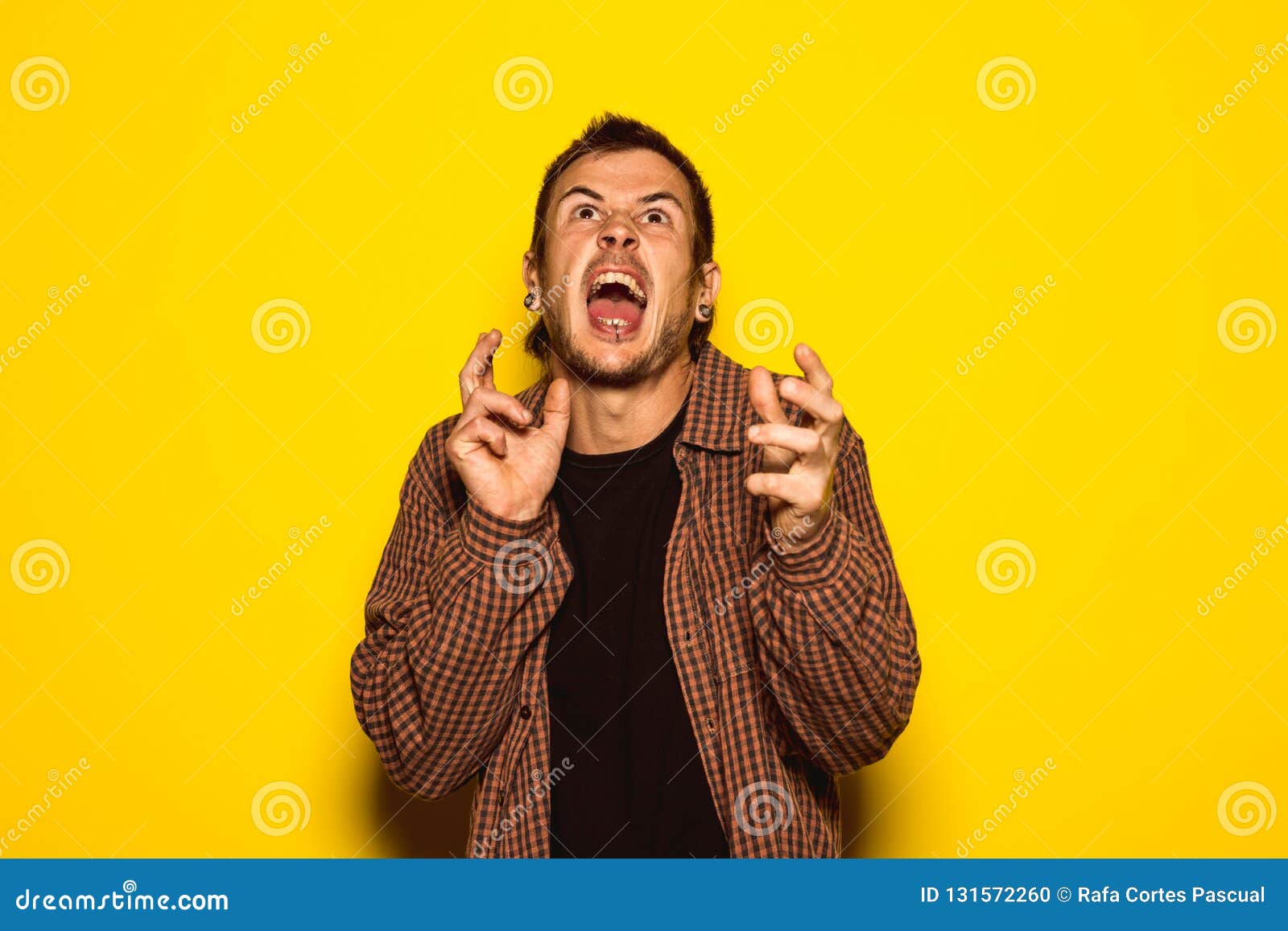 Guy Handsome with Expression of Madness Stock Photo - Image of facial ...