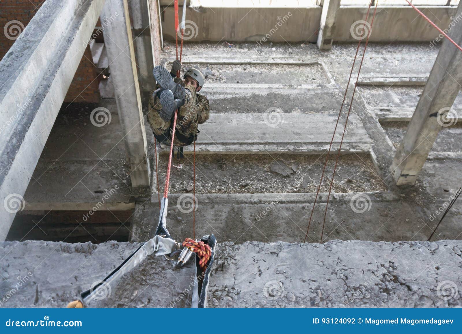Guy Hanged on Traverse Line Stock Photo - Image of indoors, male: 93124092