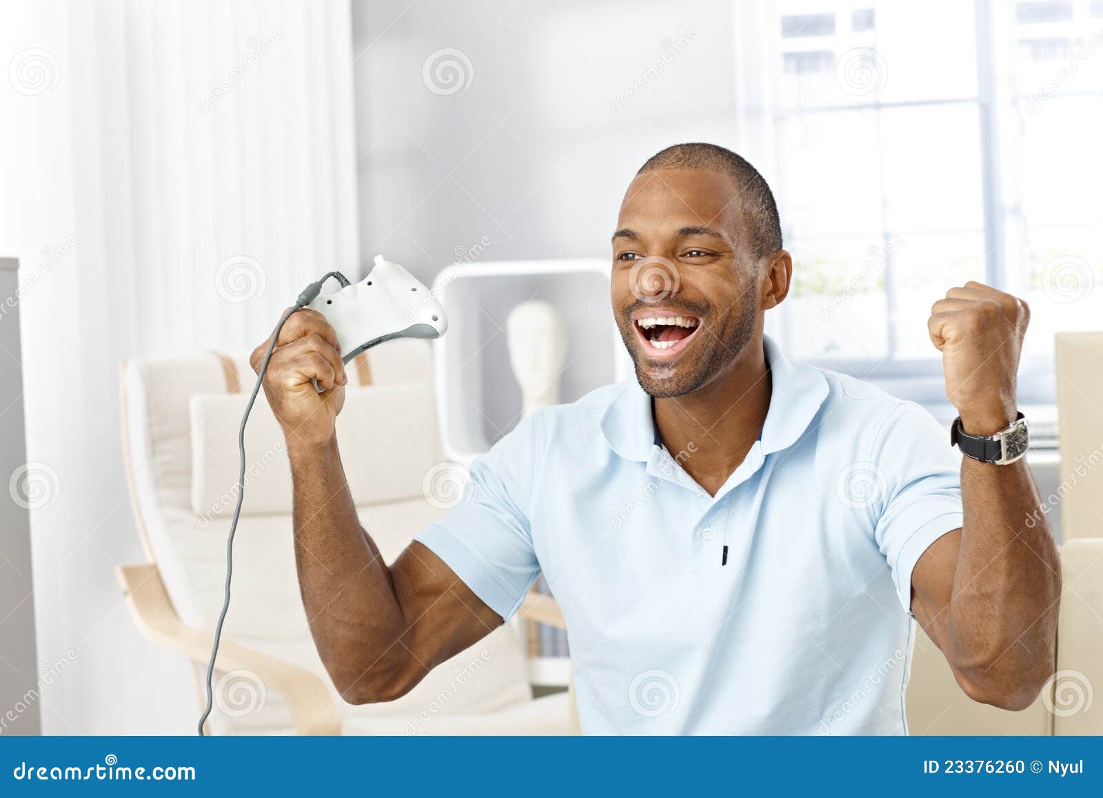 Guy Happy Winning Computer Game Stock Photo - Image of cheerful, games ...