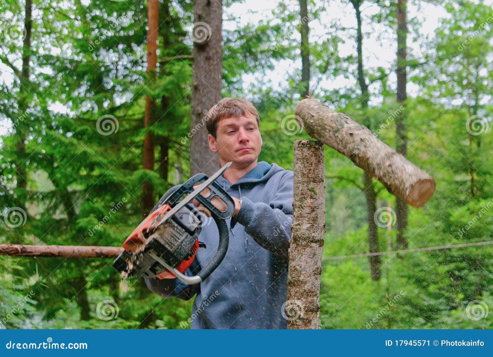 The guy has sawn off a log stock image. Image of caucasian - 17945571