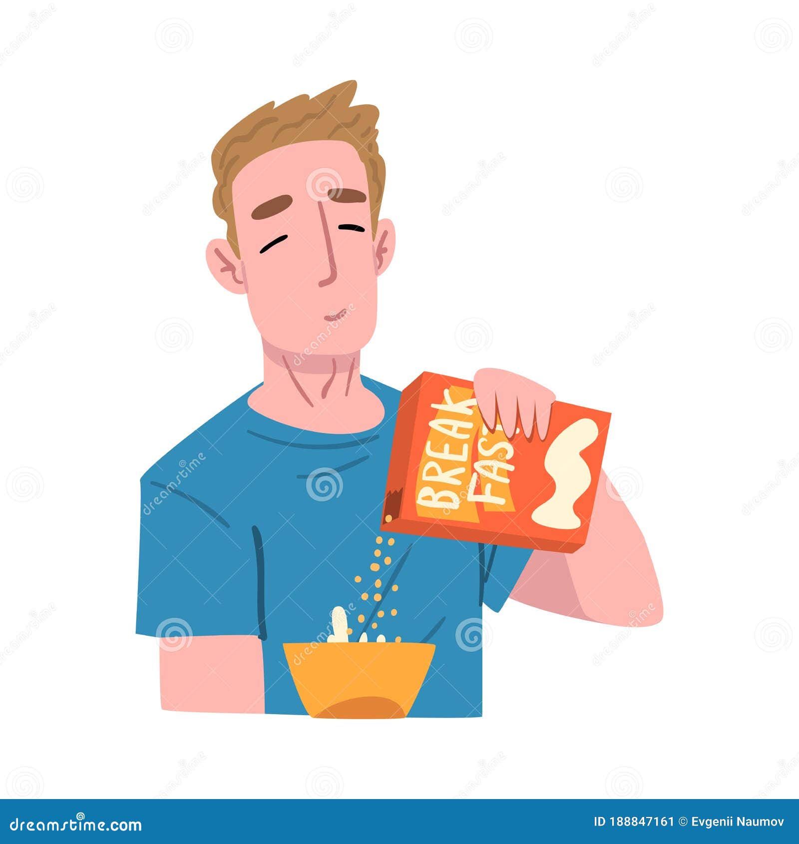 Guy Having Breakfast at Kitchen Table, People Activity daily Routine ...