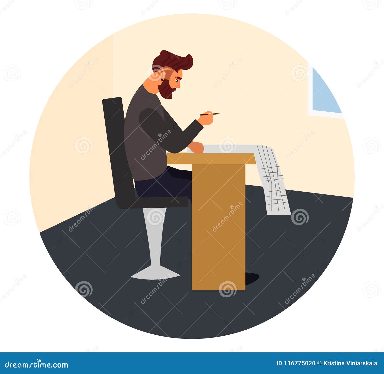 Guy hipster at work stock vector. Illustration of creative - 116775020