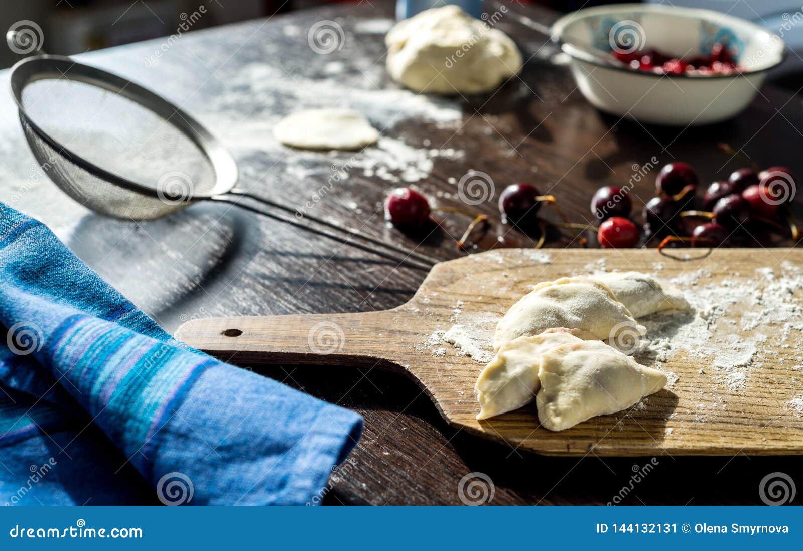 Guy in His Kitchen Preparing Dumplings Stock Image - Image of chef ...