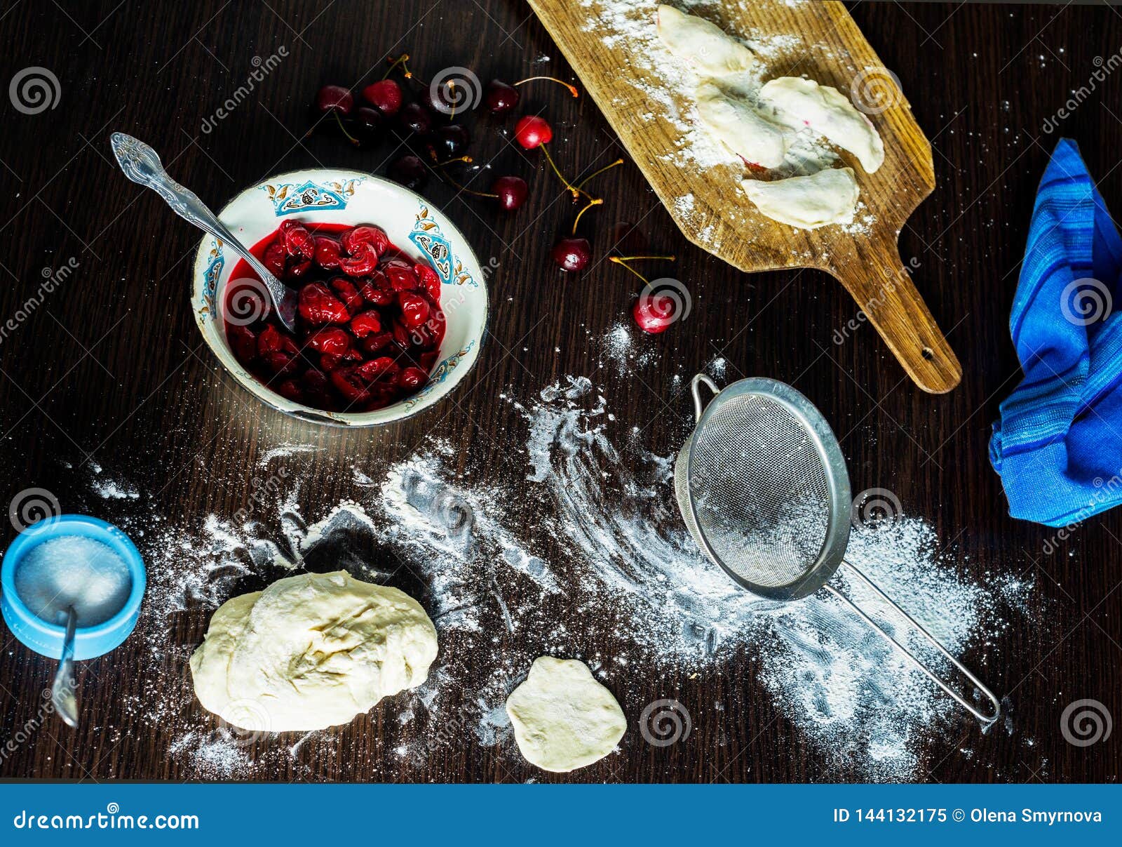 Guy in His Kitchen Preparing Dumplings Stock Image - Image of baking ...