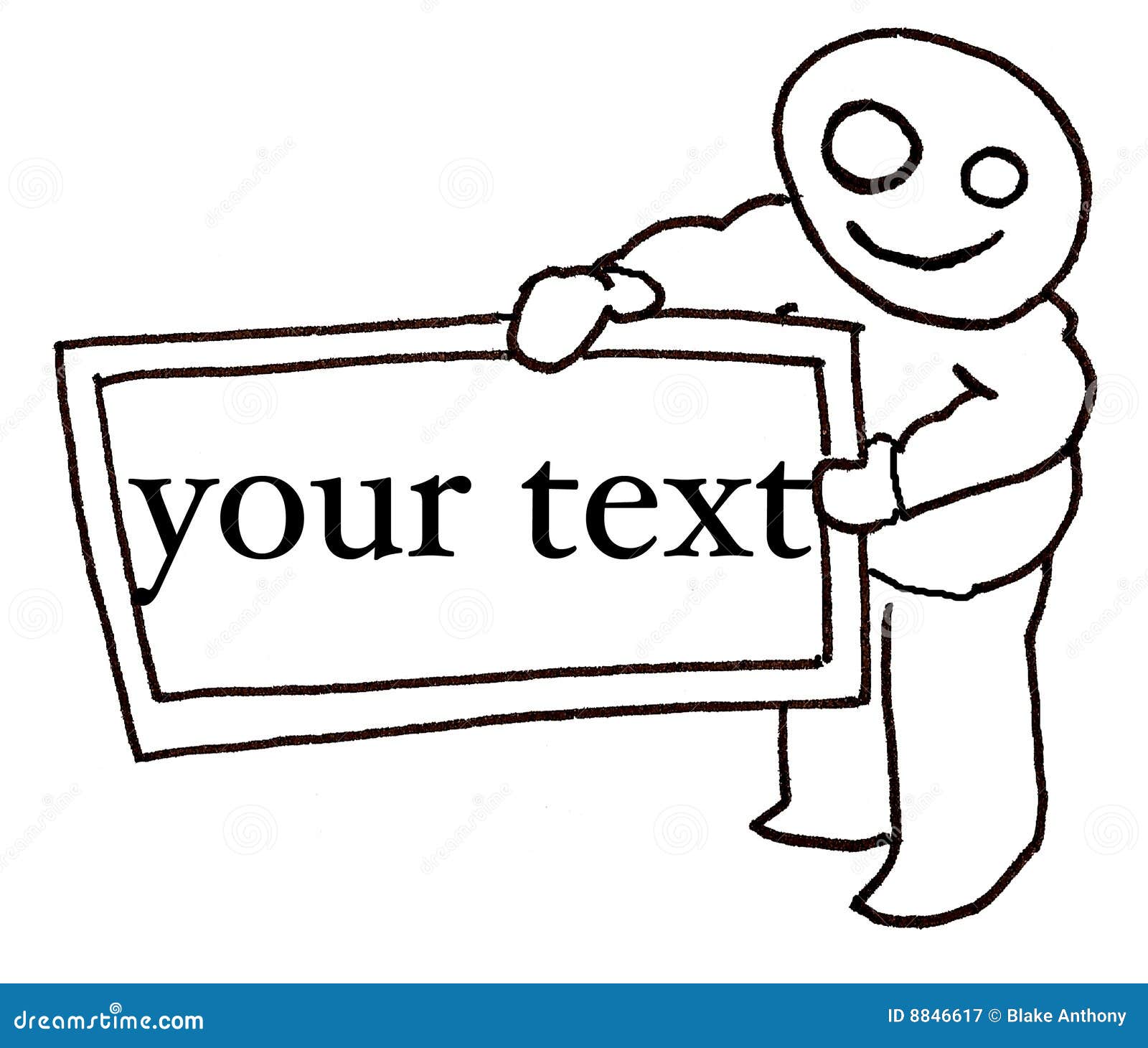 Guy Holding A Sign With Text Stock Illustration - Illustration of cute ...