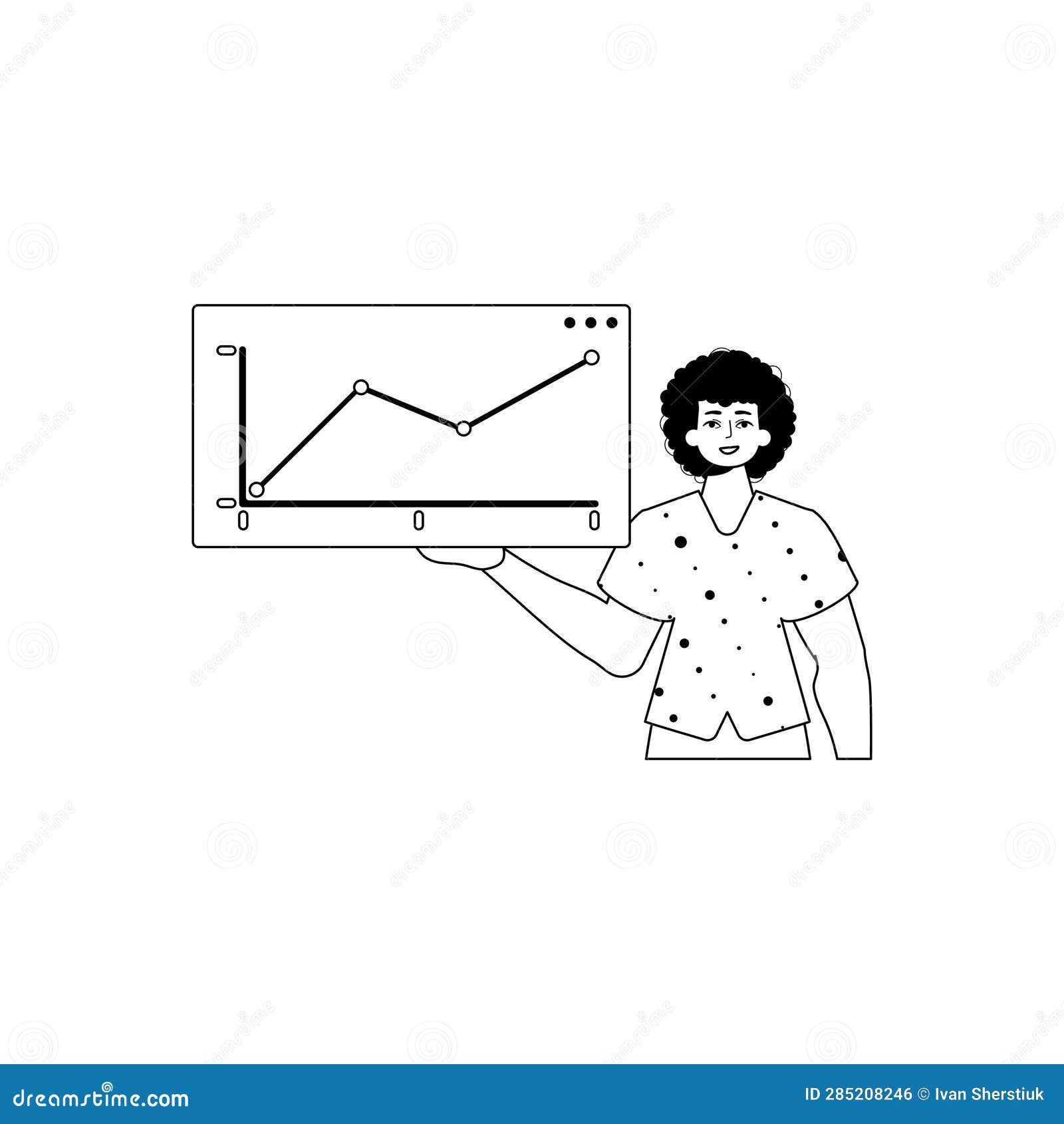 The Guy Holds A Graph Of Growth With Positive Moral Force . Black And ...