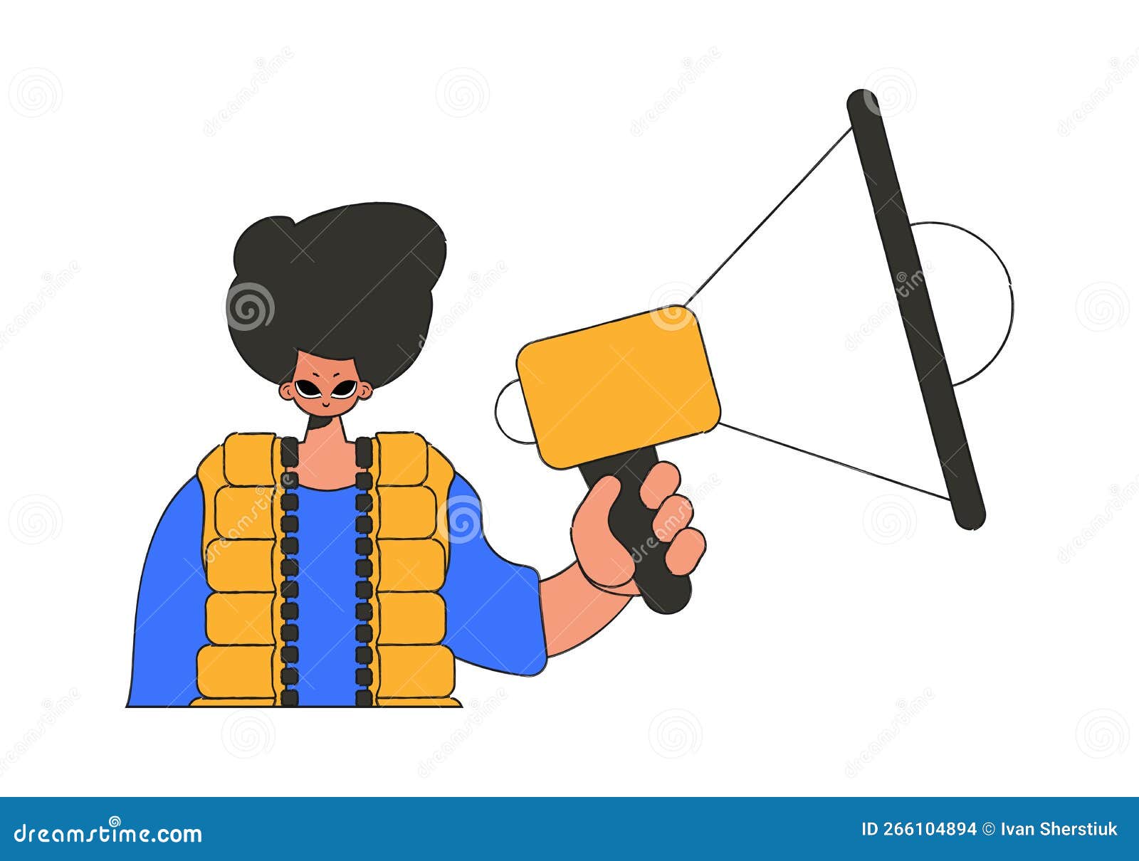 The Guy Holds a Megaphone in His Hands. Human Drawing. Stock ...