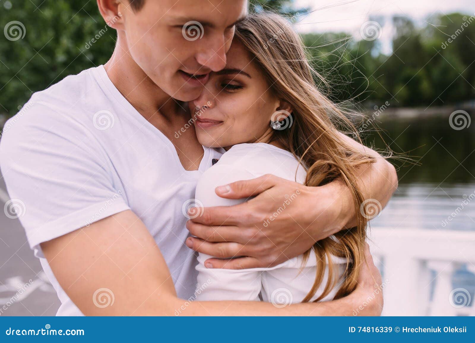 Guy Hugging His Girlfriend Stock Image Image Of Outdoors 74816339
