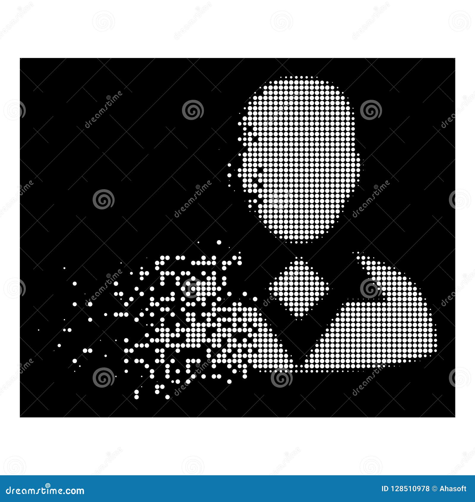 Bright Dispersed Pixel Halftone Guy Icon Stock Vector - Illustration of ...