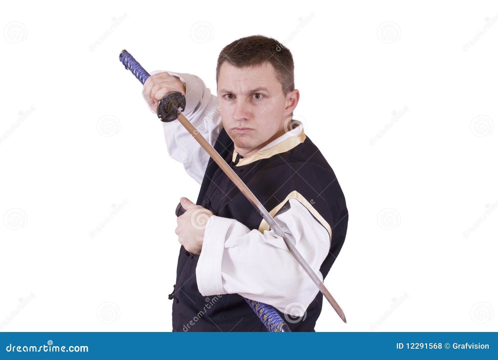 Guy with japanese sword stock photo. Image of sword, form - 12291568