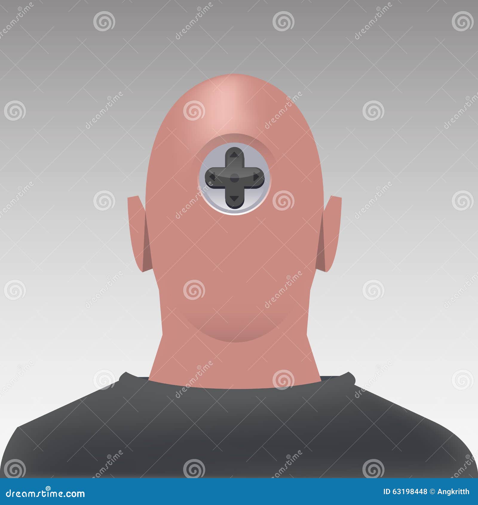 Guy with Joystick in the Backhead. Control Man Stock Illustration ...