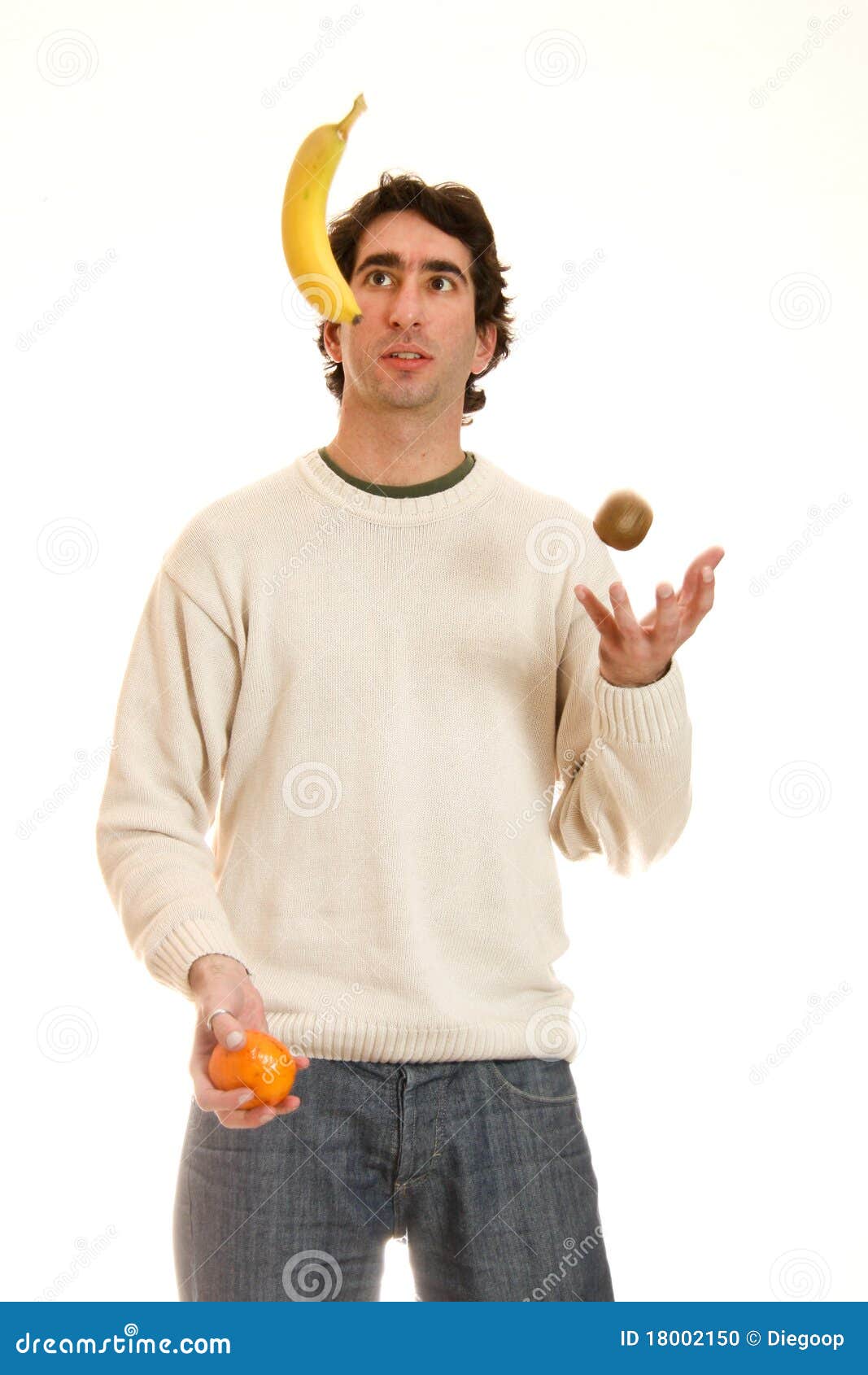 Guy juggling fruit stock photo. Image of play, banana - 18002150