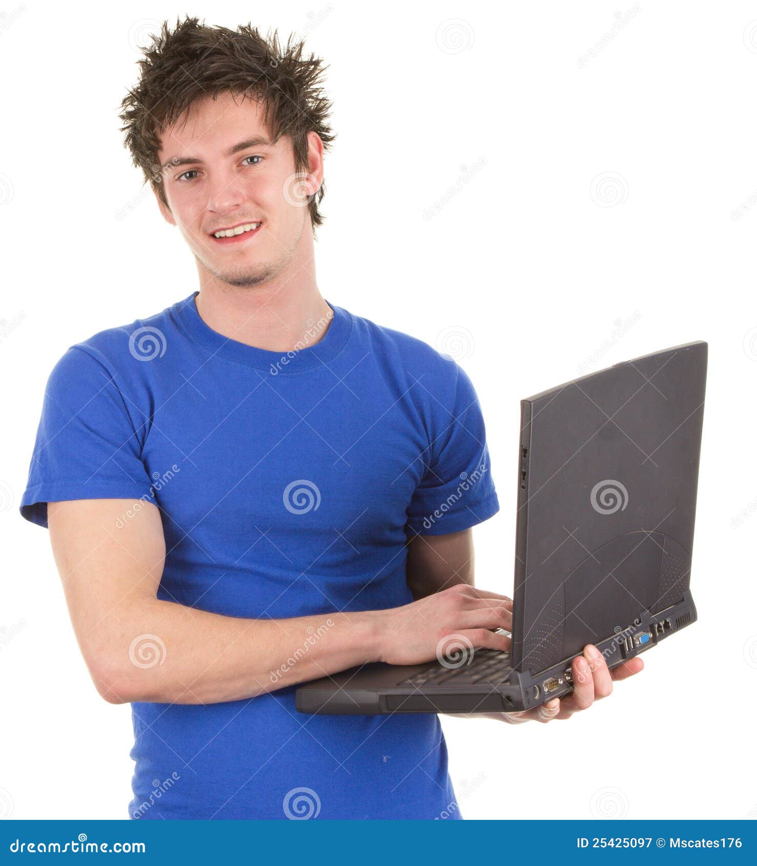 Guy with a laptop stock image. Image of cheerful, holding - 25425097