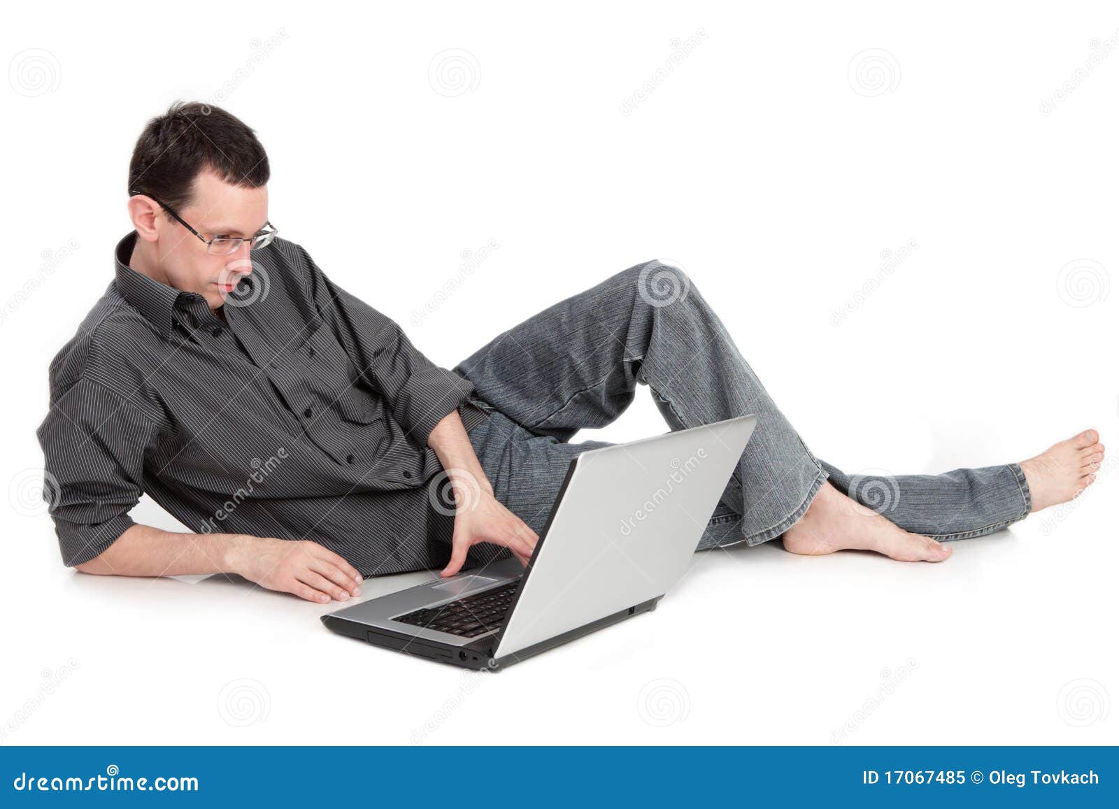 Guy with the Laptop Isolated on a White Background Stock Image - Image ...