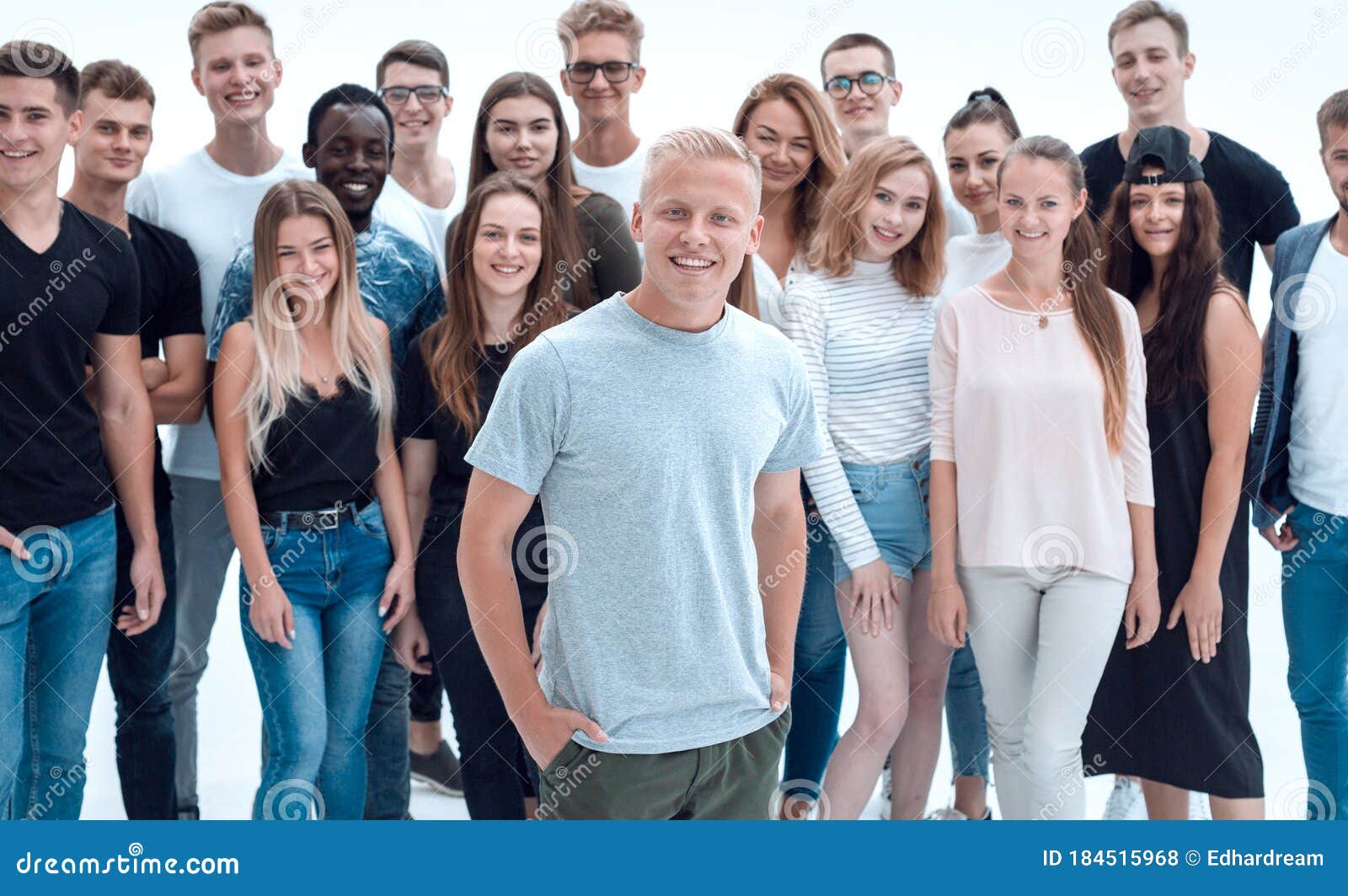 Guy Leader Standing in Front of His Associates. Stock Photo - Image of ...