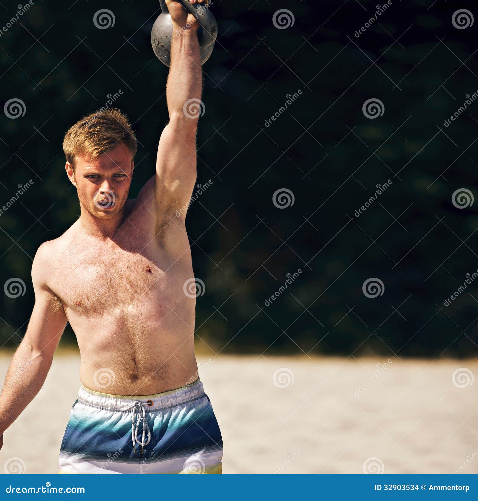 Guy Lifting Heavy Kettlebell Stock Photo - Image of workout, danish ...