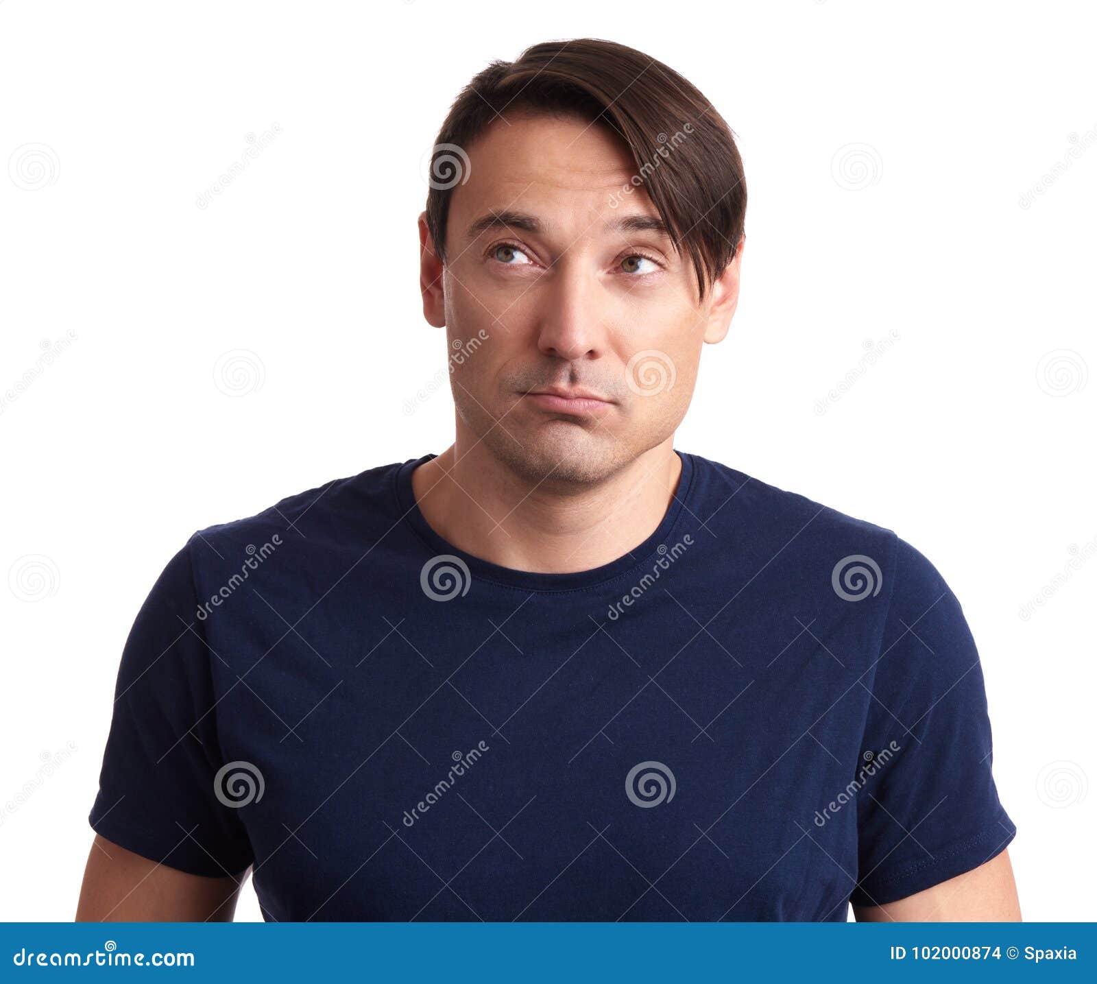Guy Looking Up. Isolated on White Background Stock Photo - Image of ...
