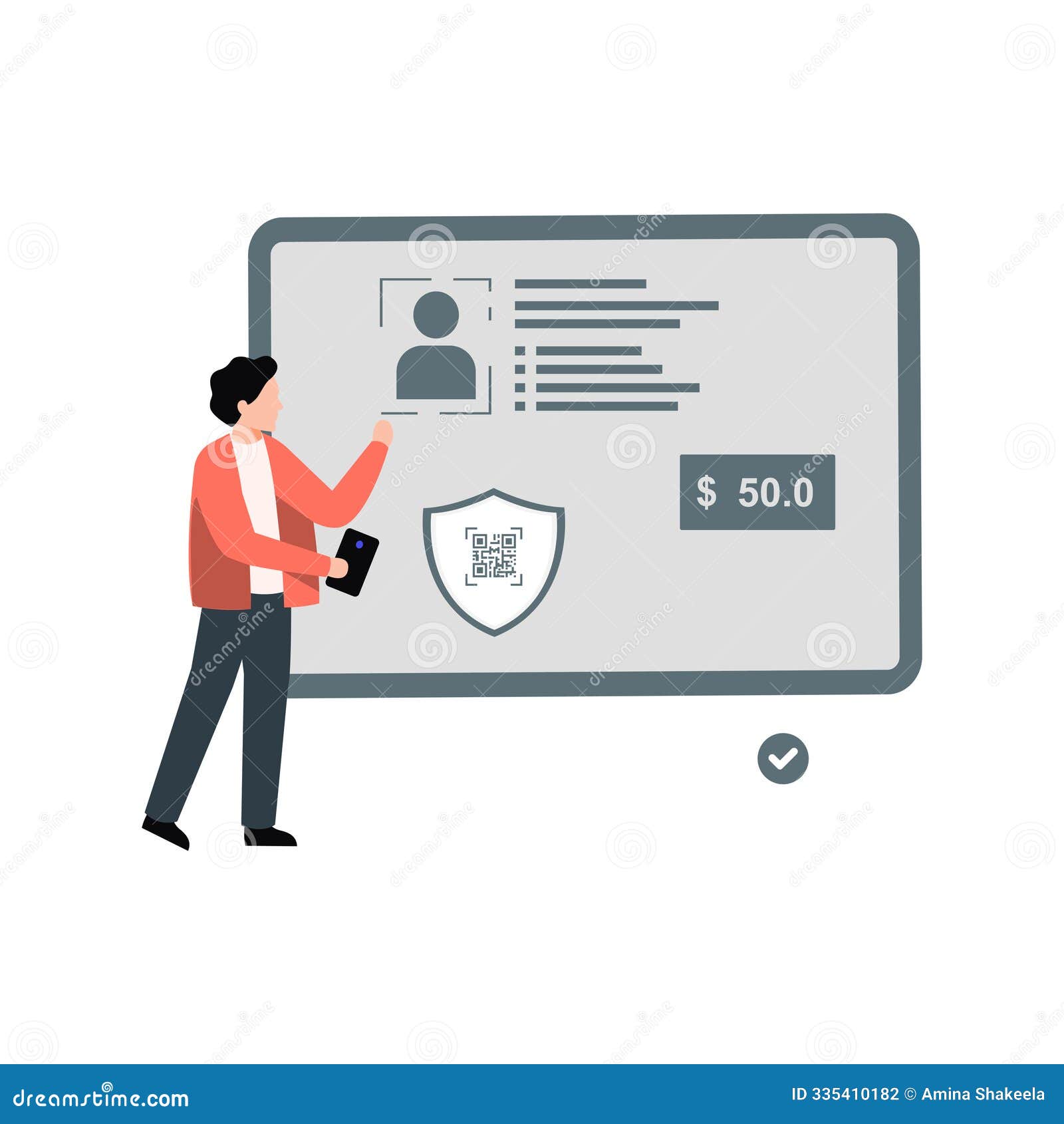 A Guy Looks at a User S Profile Scanning Stock Illustration ...