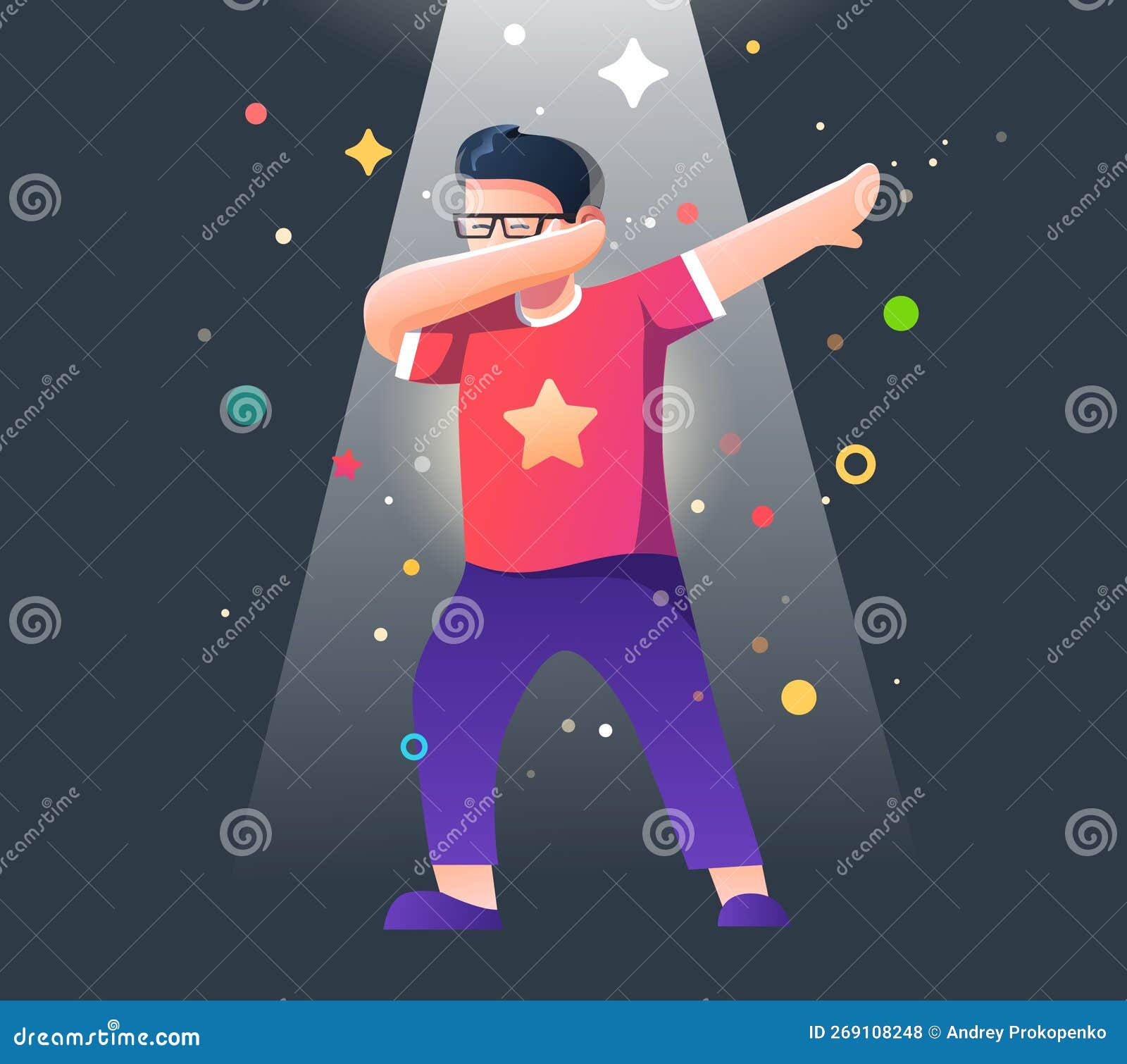 The Guy Makes a Dance Gesture Dab. Illustration Dab Stock Vector ...