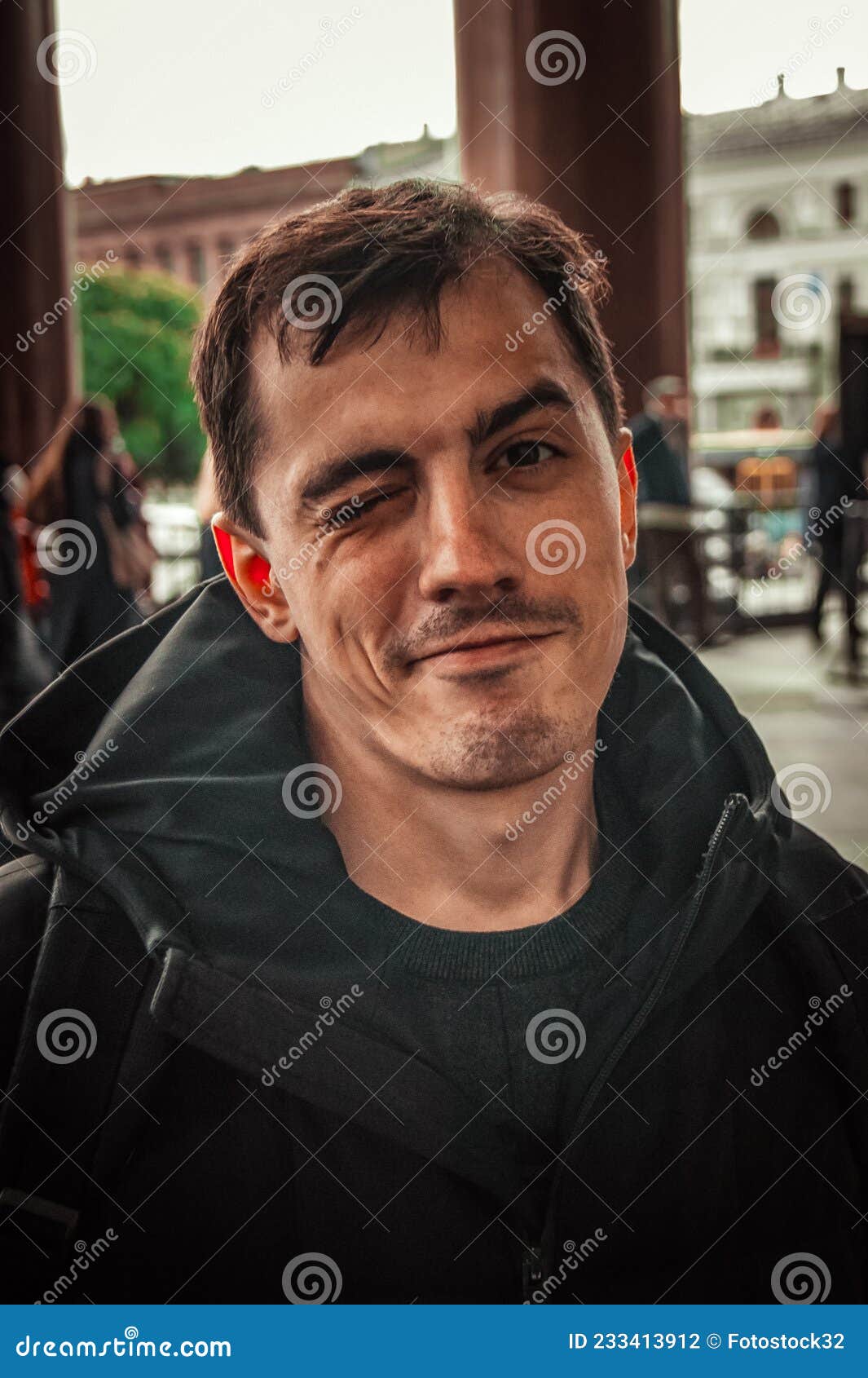 The Guy Makes Faces. Pure Emotion. Happy Stock Photo - Image of beard ...