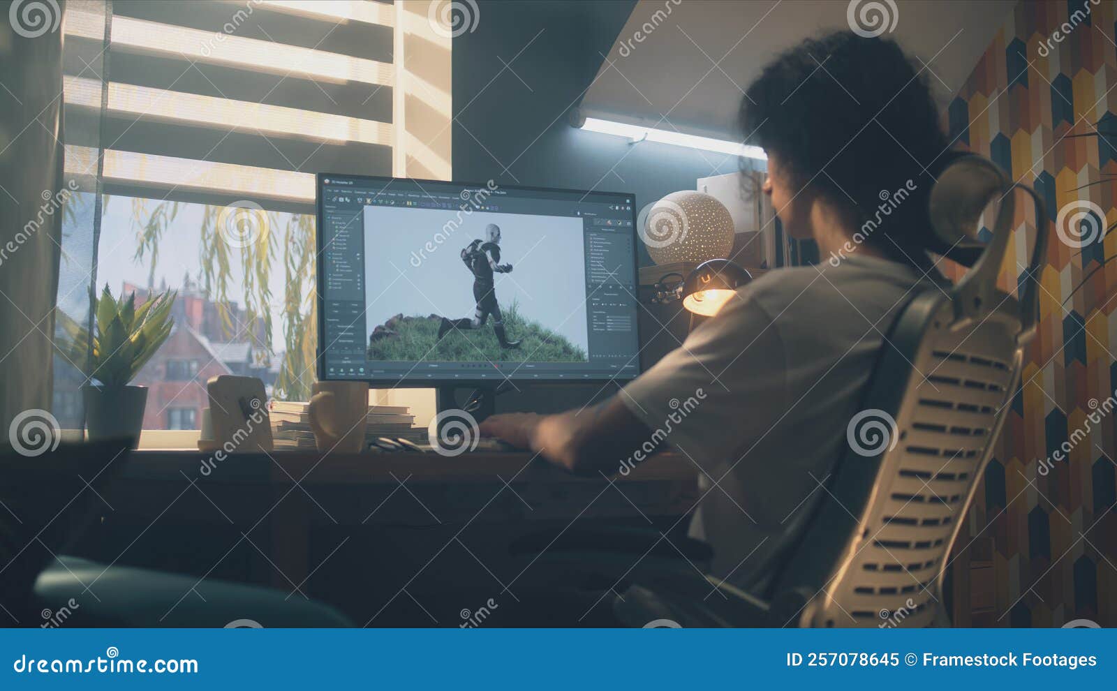 Guy Making 3D Animation for Video Game Stock Image - Image of hero ...