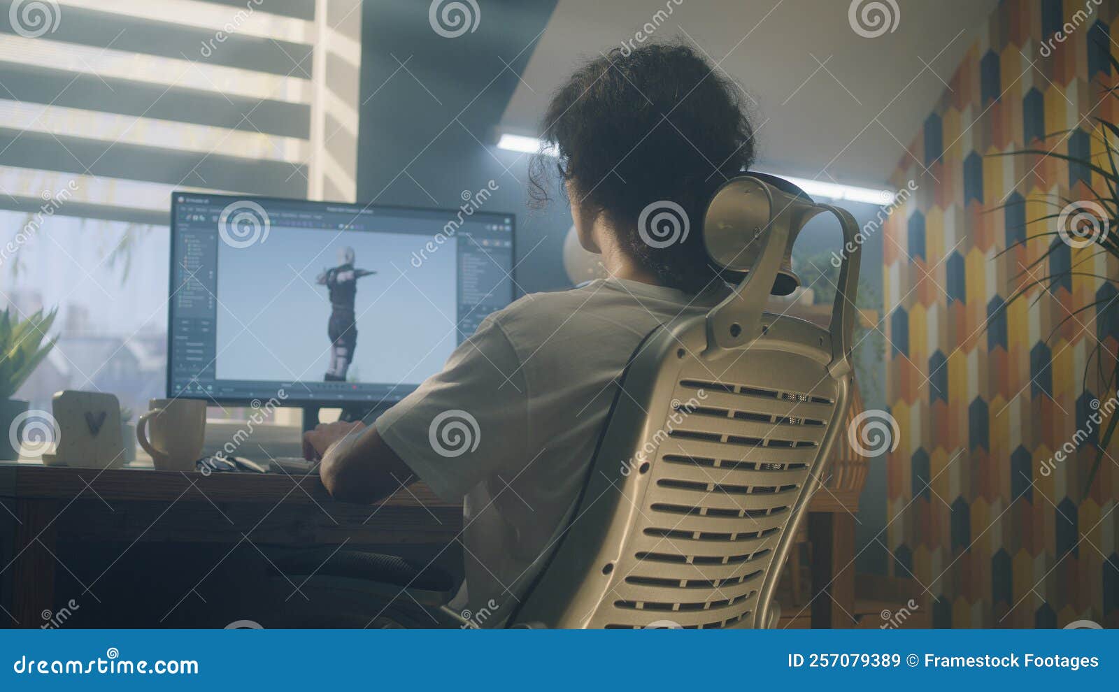 Guy Making 3D Animation for Video Game Stock Image - Image of computer ...