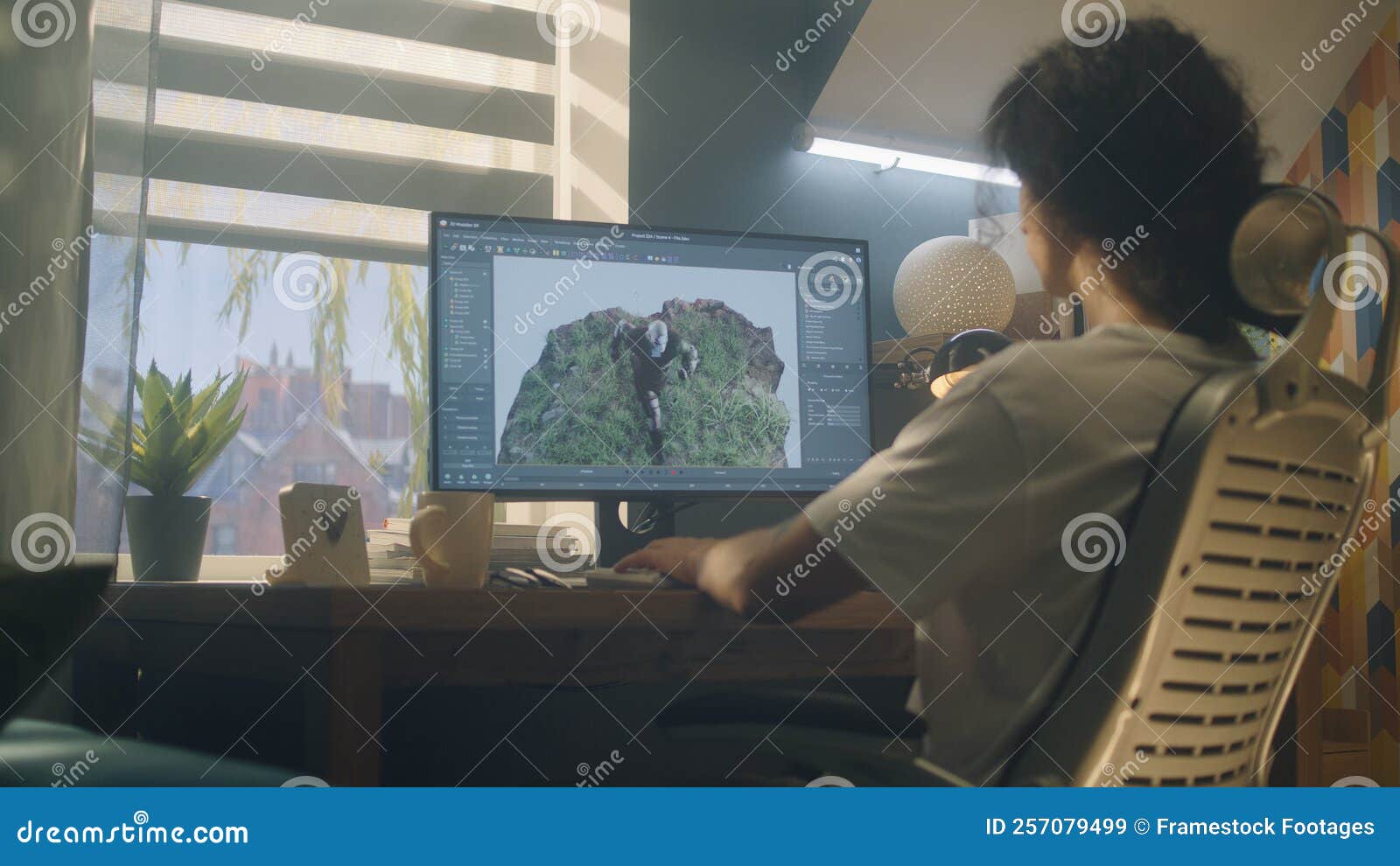 Guy Making 3D Animation for Video Game Stock Image - Image of male ...
