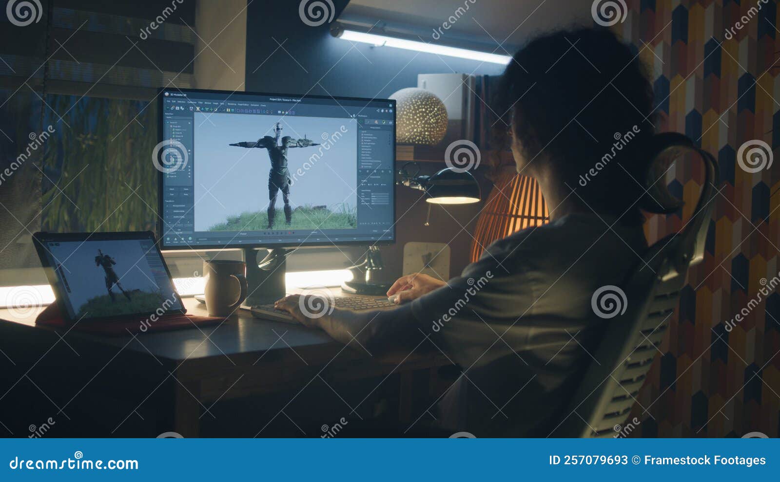 Guy Making 3D Animation for Video Game Stock Image - Image of ...