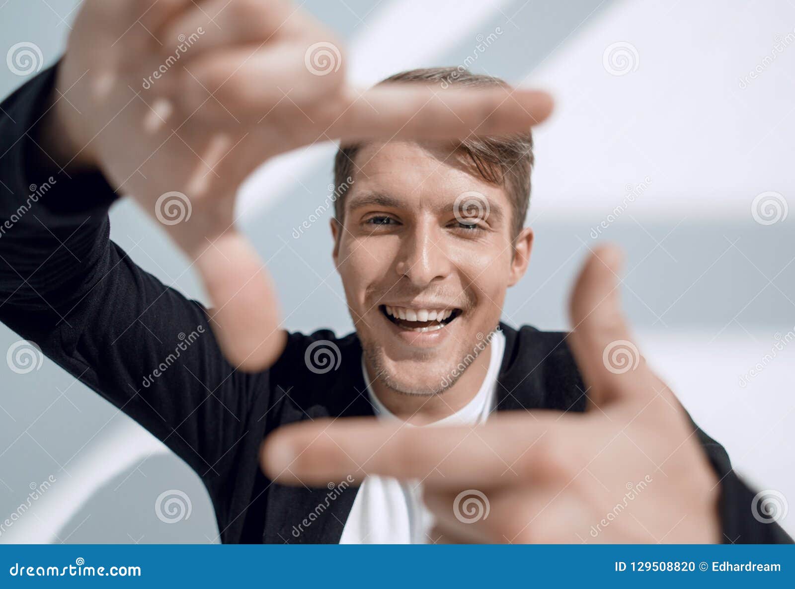 Guy Making a Frame Out of His Hands Stock Photo - Image of looking ...